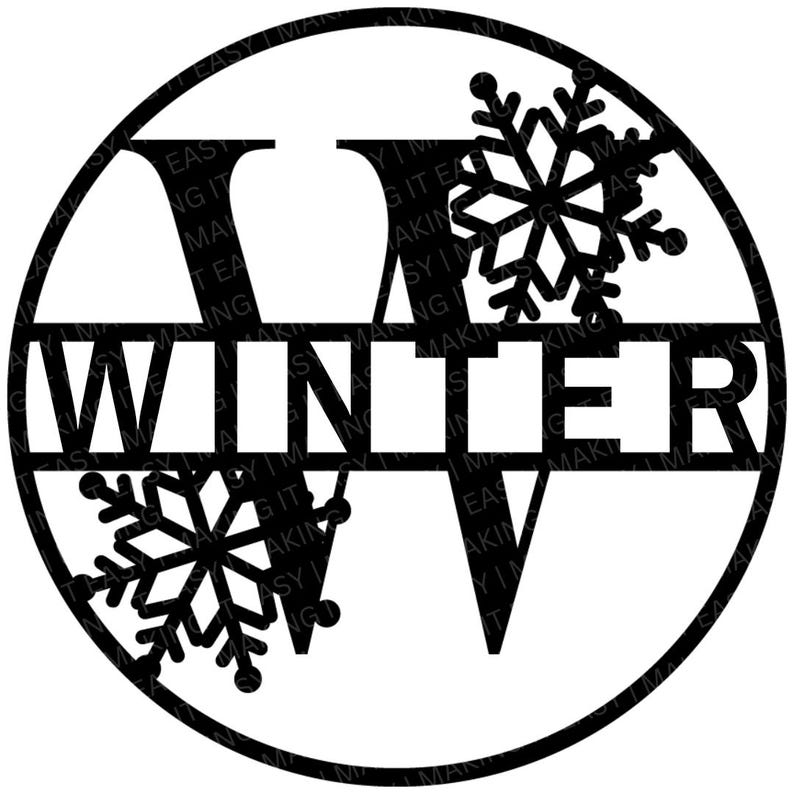 Snowflakes Split Monogram Svg, Dxf, Png, and Eps, Split Monogram ...