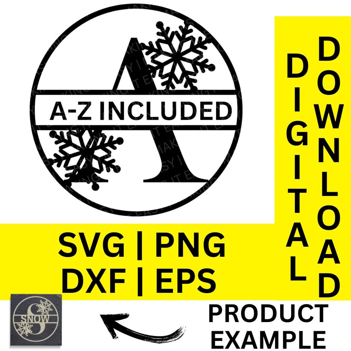 Snowflakes Split Monogram Svg, Dxf, Png, and Eps, Split Monogram ...