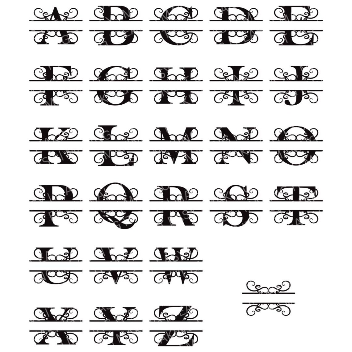 Split Monogram Svg, Dxf, Png, and Eps, Split Monogram Alphabet, Family ...