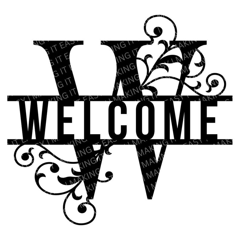 Floral Swirl Split Monogram Svg Dxf Png Eps, Split Monogram Alphabet ...