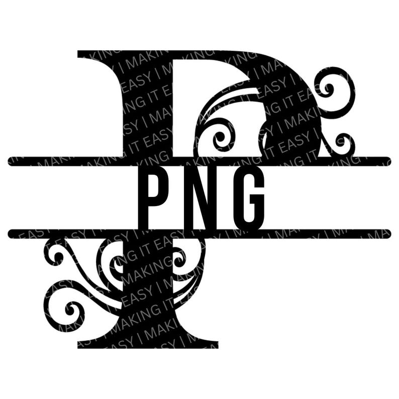 Swirl Split Monogram Svg, Dxf, Png, and Eps, Split Monogram Alphabet ...