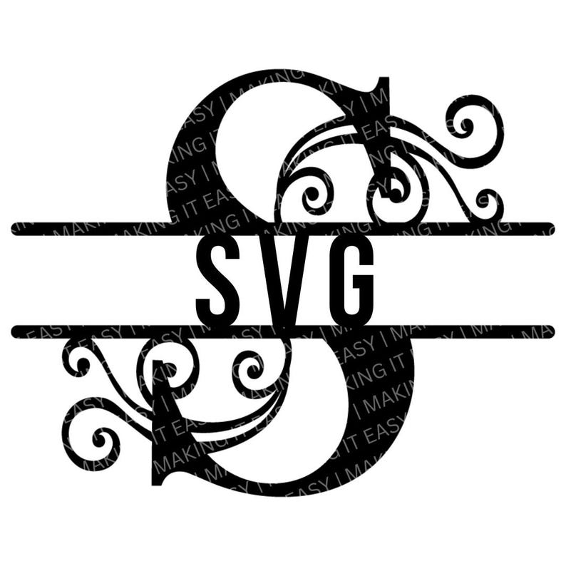 Swirl Split Monogram Svg, Dxf, Png, and Eps, Split Monogram Alphabet ...