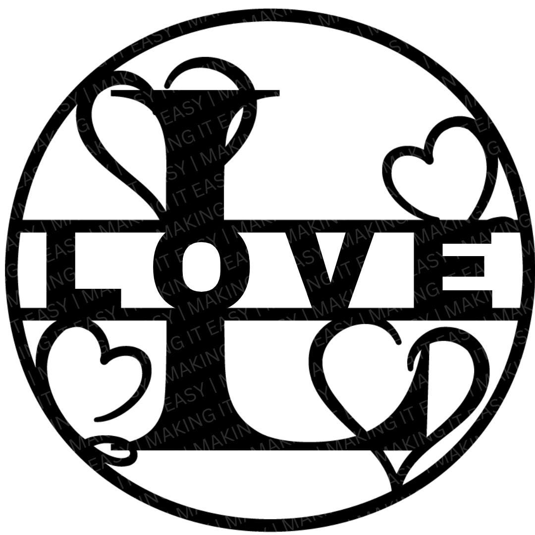 Hearts Split Monogram Svg, Dxf, Png, and Eps, Split Monogram Alphabet ...