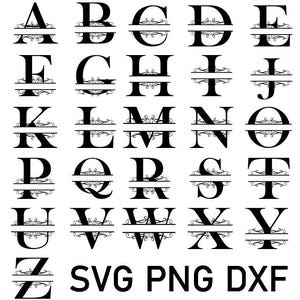 Split Monogram SVG/DXF/PNG, Split Monogram Alphabet, Family Name ...