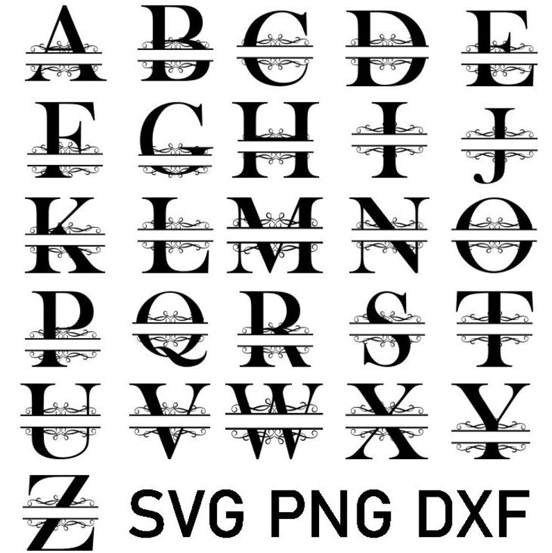 Split Monogram SVG/DXF/PNG, Split Monogram Alphabet, Family Name ...
