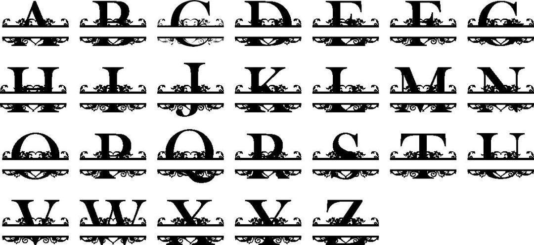 Split Monogram SVG/DXF/PNG, Split Monogram Alphabet, Family Name ...