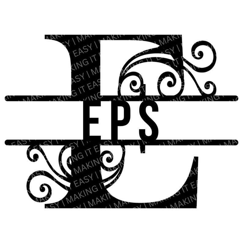 Swirl Split Monogram Svg, Dxf, Png, and Eps, Split Monogram Alphabet ...