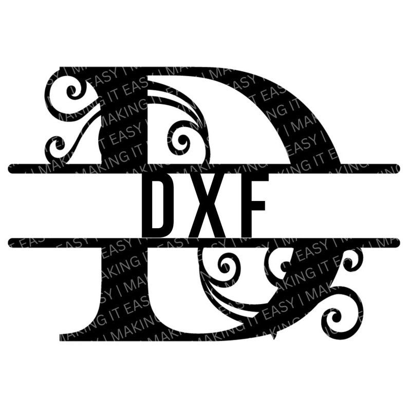 Swirl Split Monogram Svg, Dxf, Png, and Eps, Split Monogram Alphabet ...