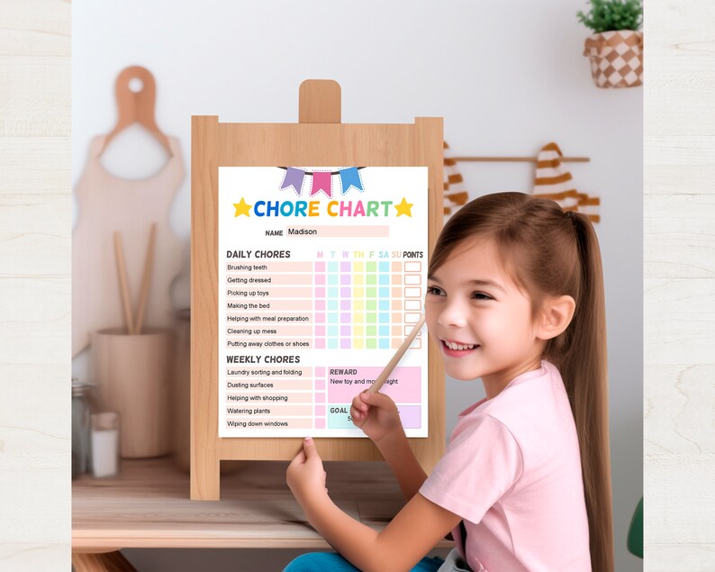 Chore Chart for Kids Daily Weekly Kids Chores, Kids Chore Chart ...