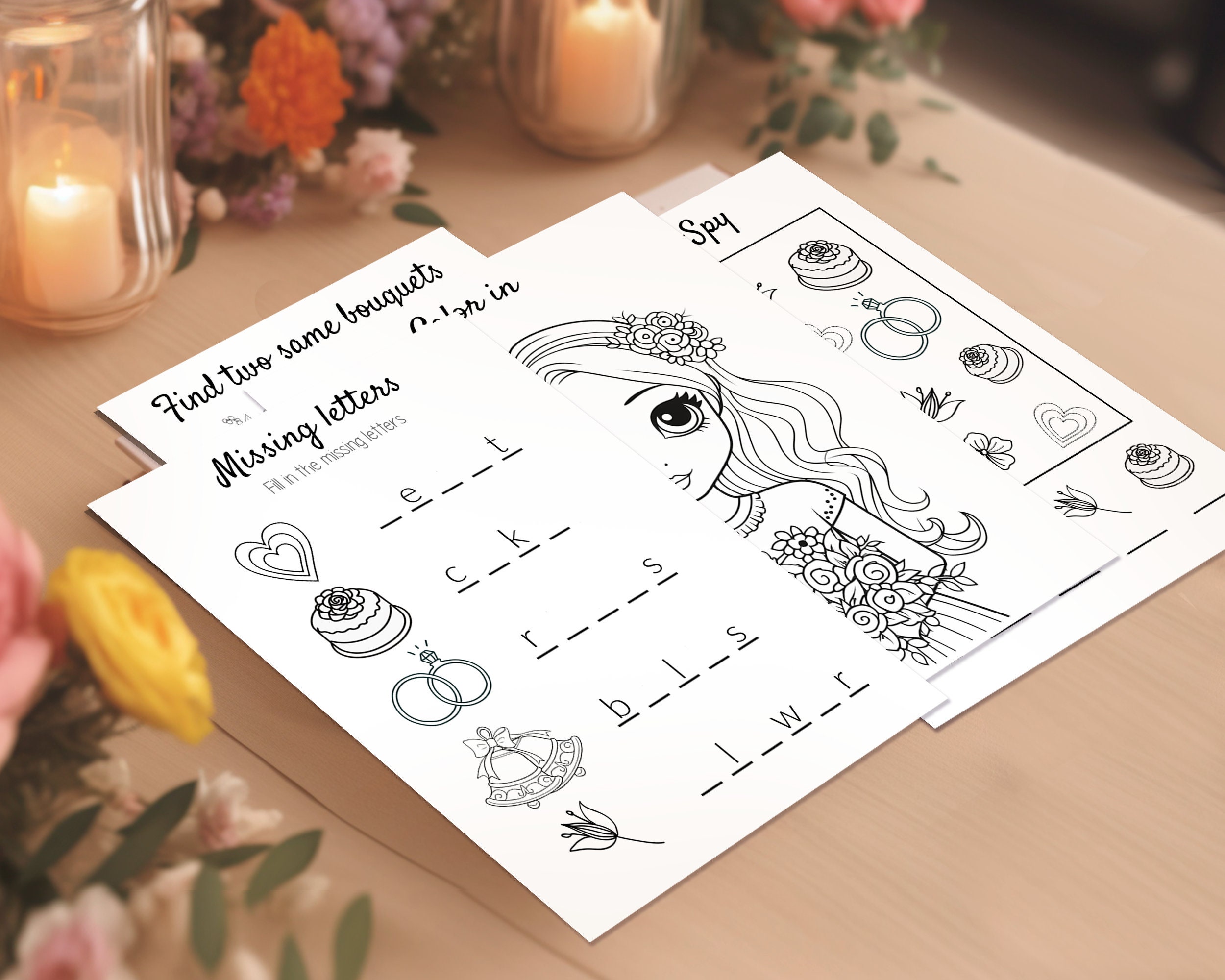 Kids Activity Pages Wedding, Wedding Busy Book, Wedding Coloring, Kids ...