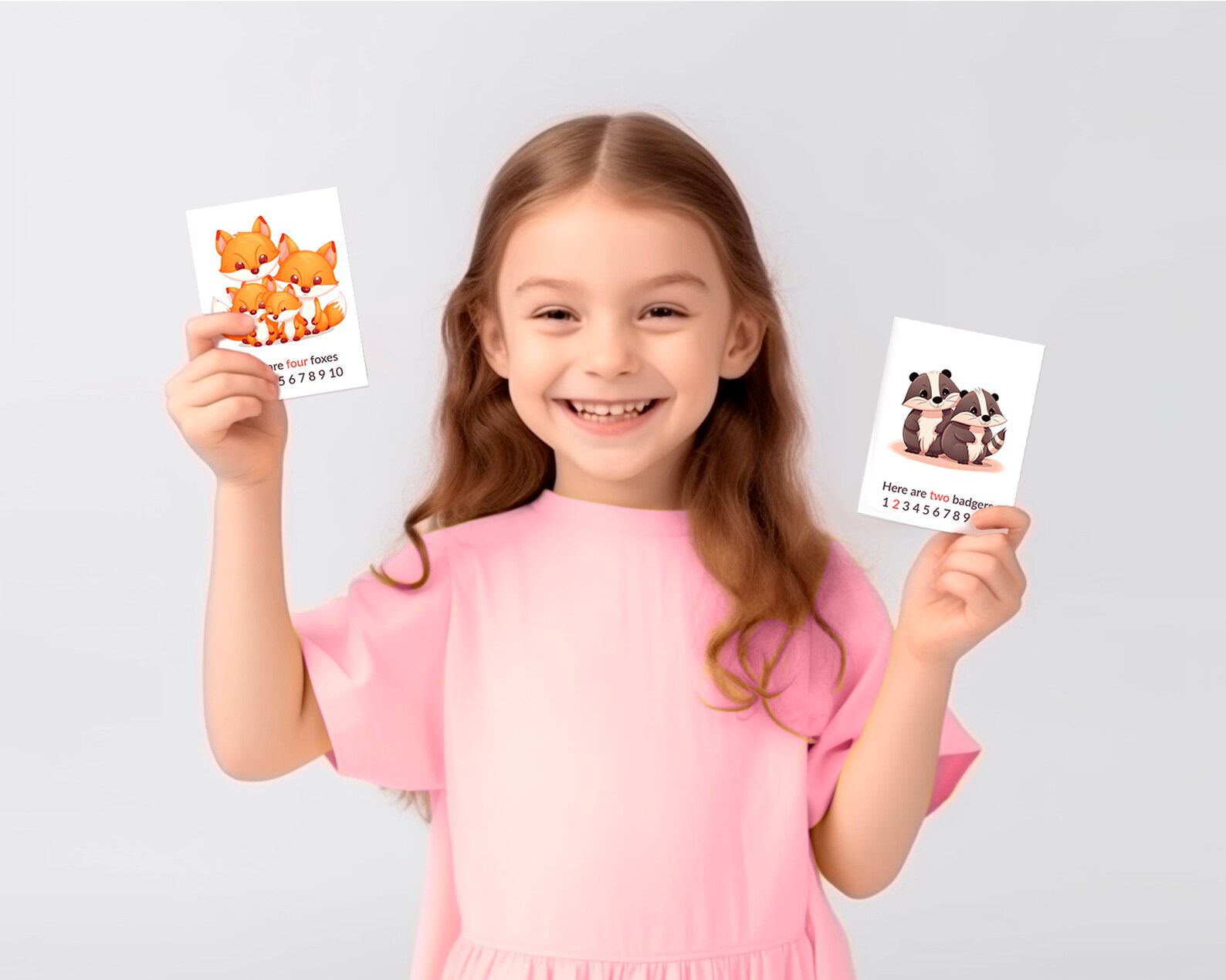 Numbers Flash Cards Printable, Preschool Counting Flash Cards, Animals ...