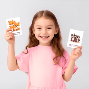 Numbers Flash Cards Printable, Preschool Counting Flash Cards, Animals ...