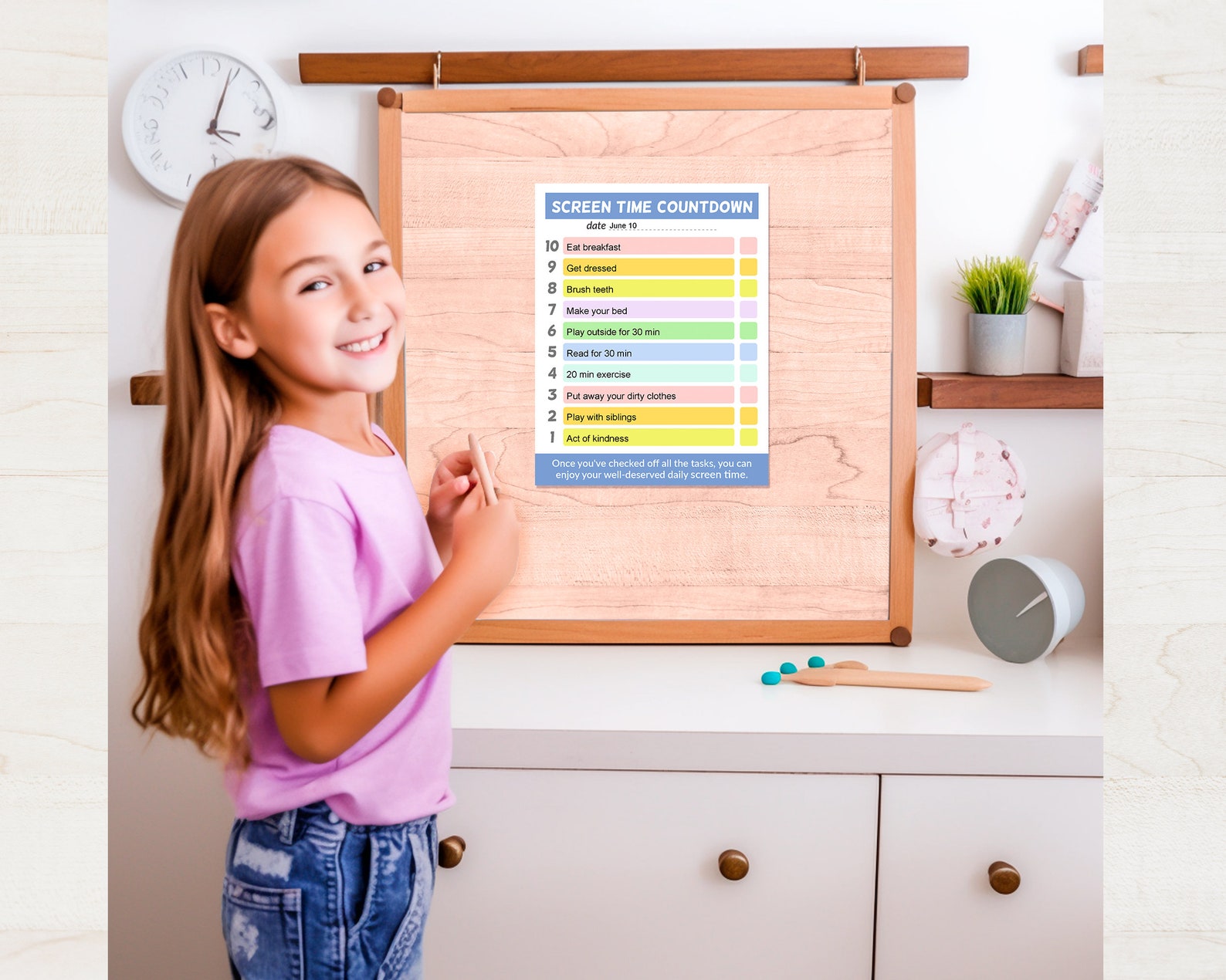 Screen Time Checklist Daily, Editable Printable Screen Time Chore Chart ...