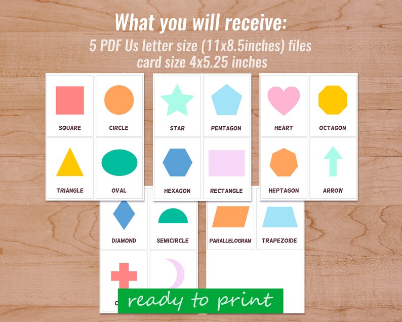 18 Colorful Shapes Flash Cards, Preschool Materials, Homeschool ...