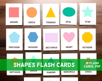 16 Shapes Flash Cards, Preschool Materials, Homeschool Printables ...