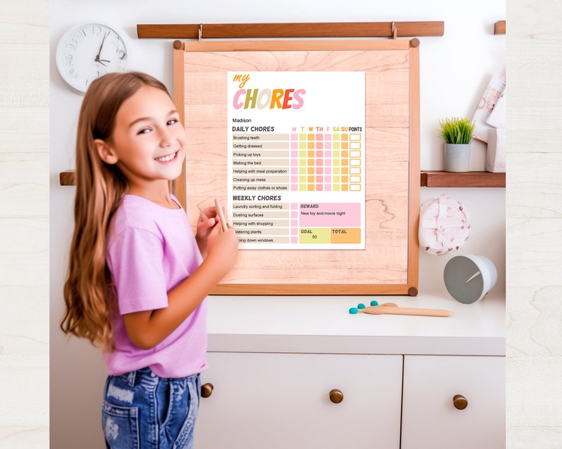 Editable Weekly Chore Chart for Kids, Reward Responsibility Chart and ...