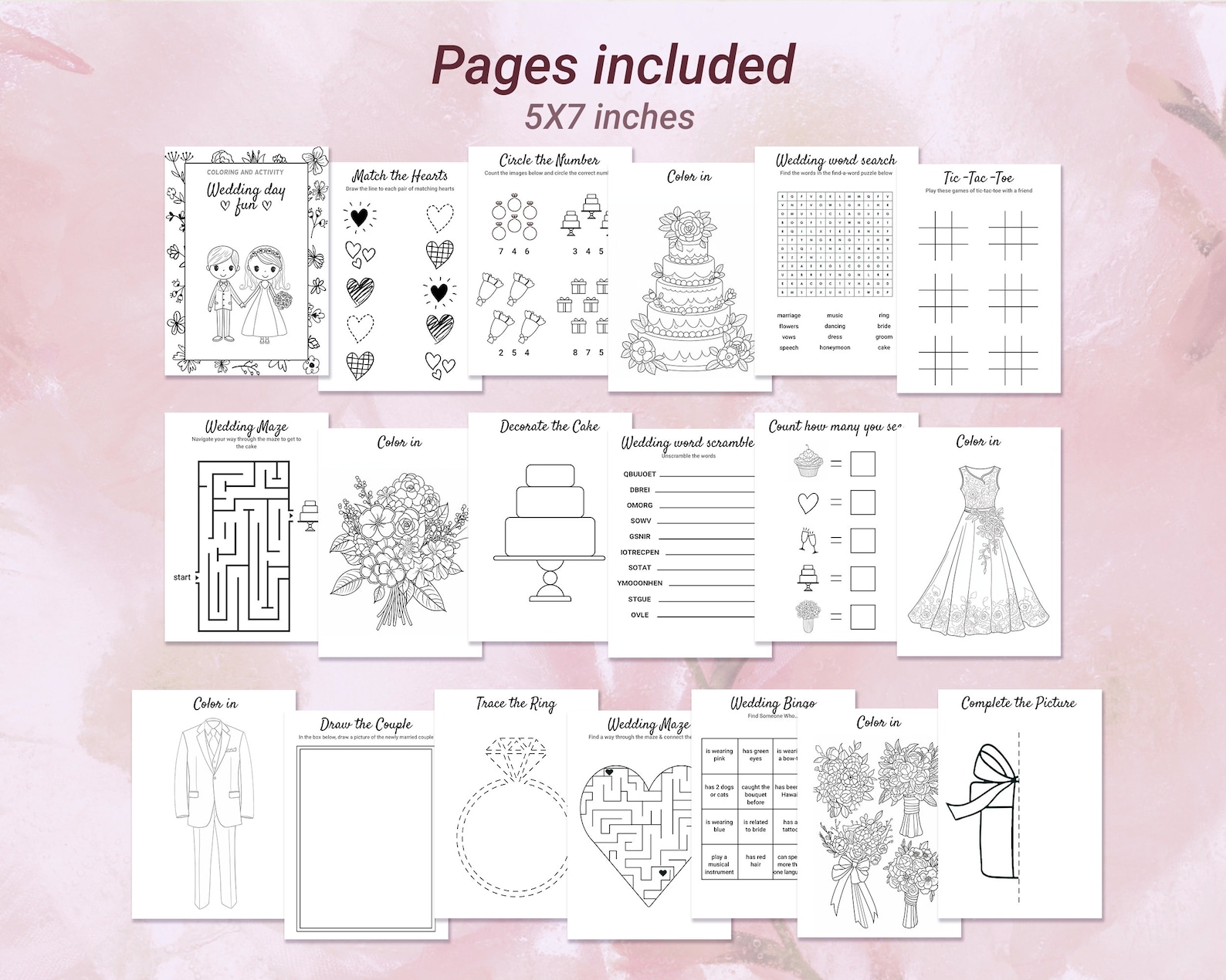 Wedding Activity Pages for Kids, Wedding Busy Book, Wedding Coloring ...