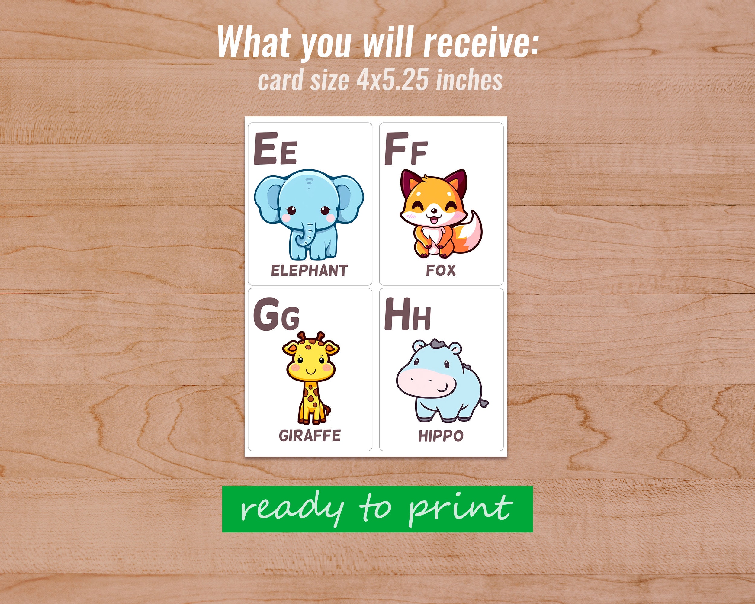 Cute Alphabet Flash Cards Animal Printable Preschool Cards, Alphabet ...