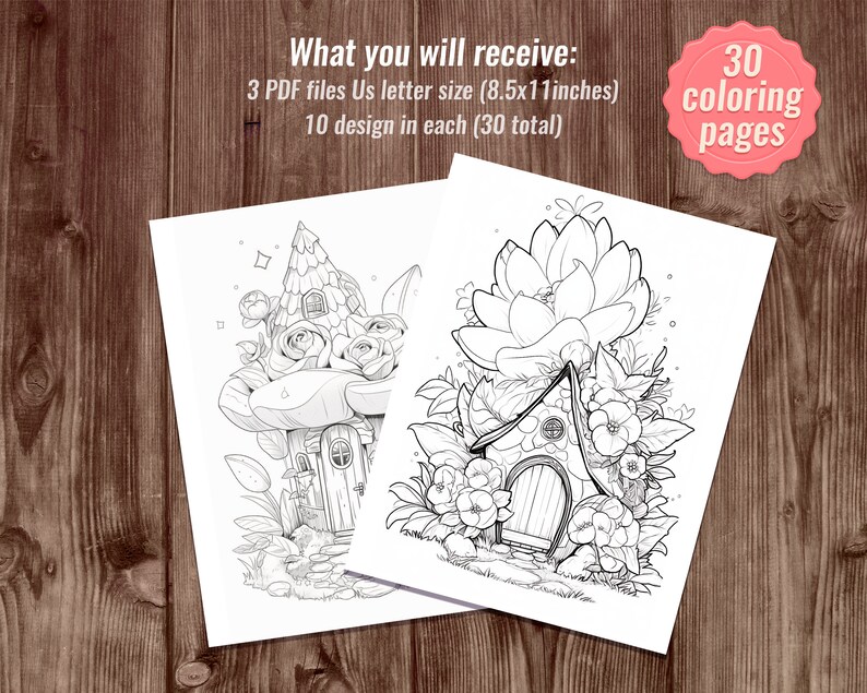 Magical Blooming Fairy Houses, Printable Coloring Pages for Kids and ...