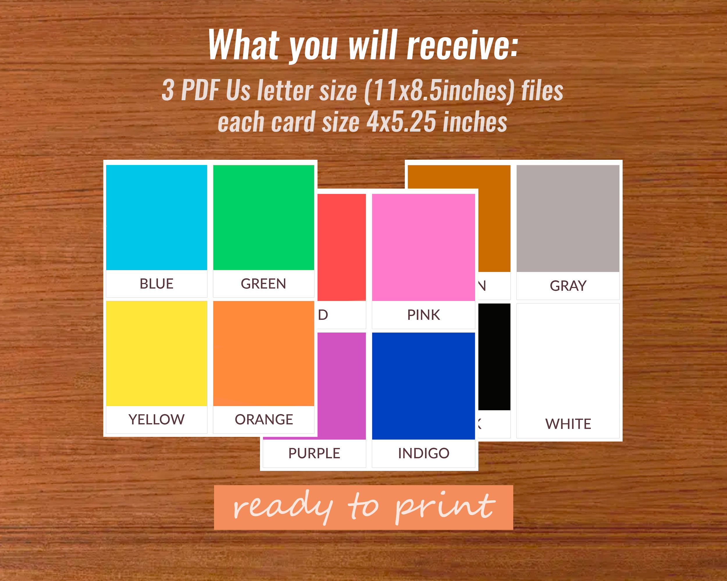 Color Cards, Montessori Flashcards, Colors Learning Game, Flashcards ...