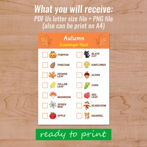 Kids Printable Autumn Scavenger Hunt for Kids, Outdoor Games, Pumpkin ...