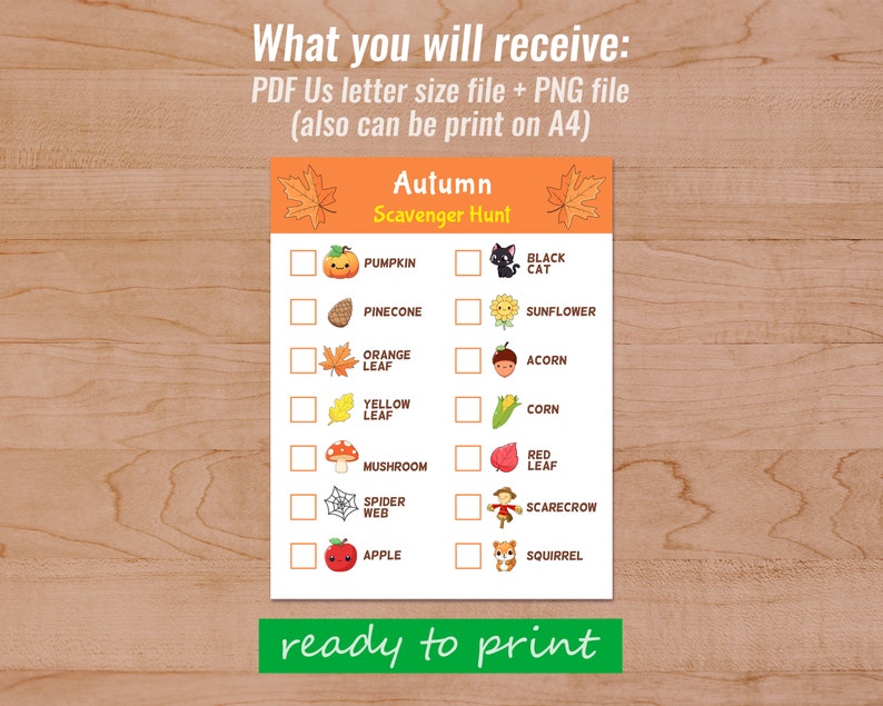 Kids Printable Autumn Scavenger Hunt for Kids, Outdoor Games, Pumpkin ...