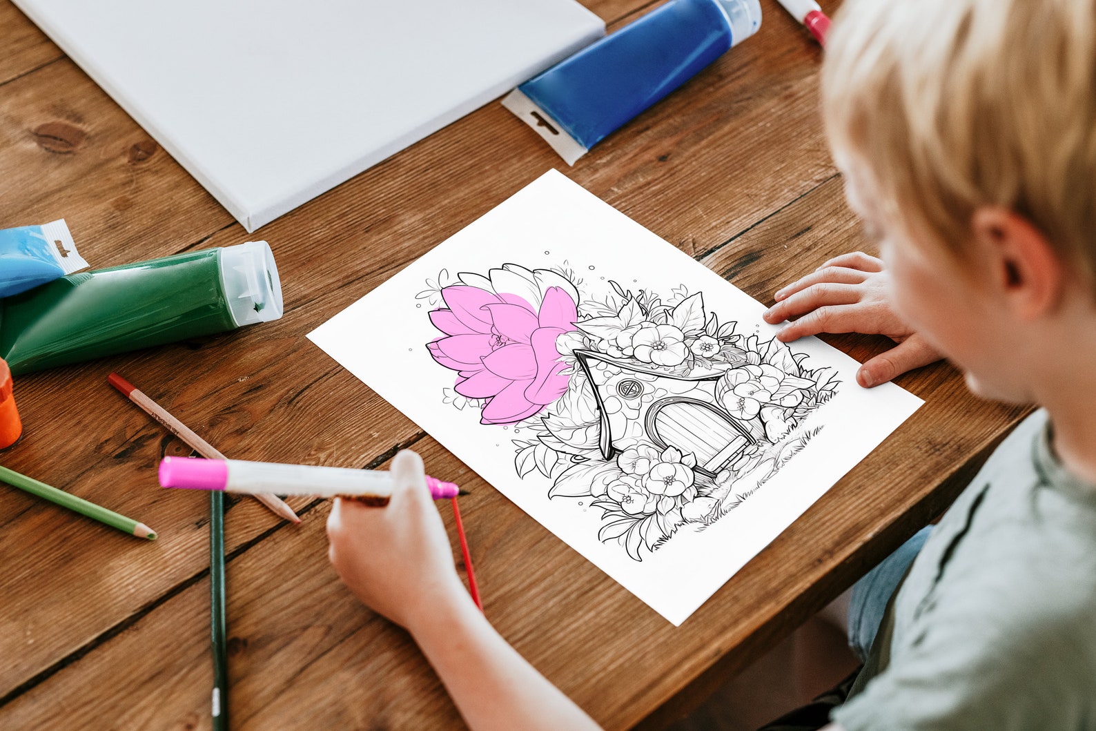 Magical Blooming Fairy Houses, Printable Coloring Pages for Kids and ...