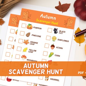 Kids Printable Autumn Scavenger Hunt for Kids, Outdoor Games, Pumpkin ...