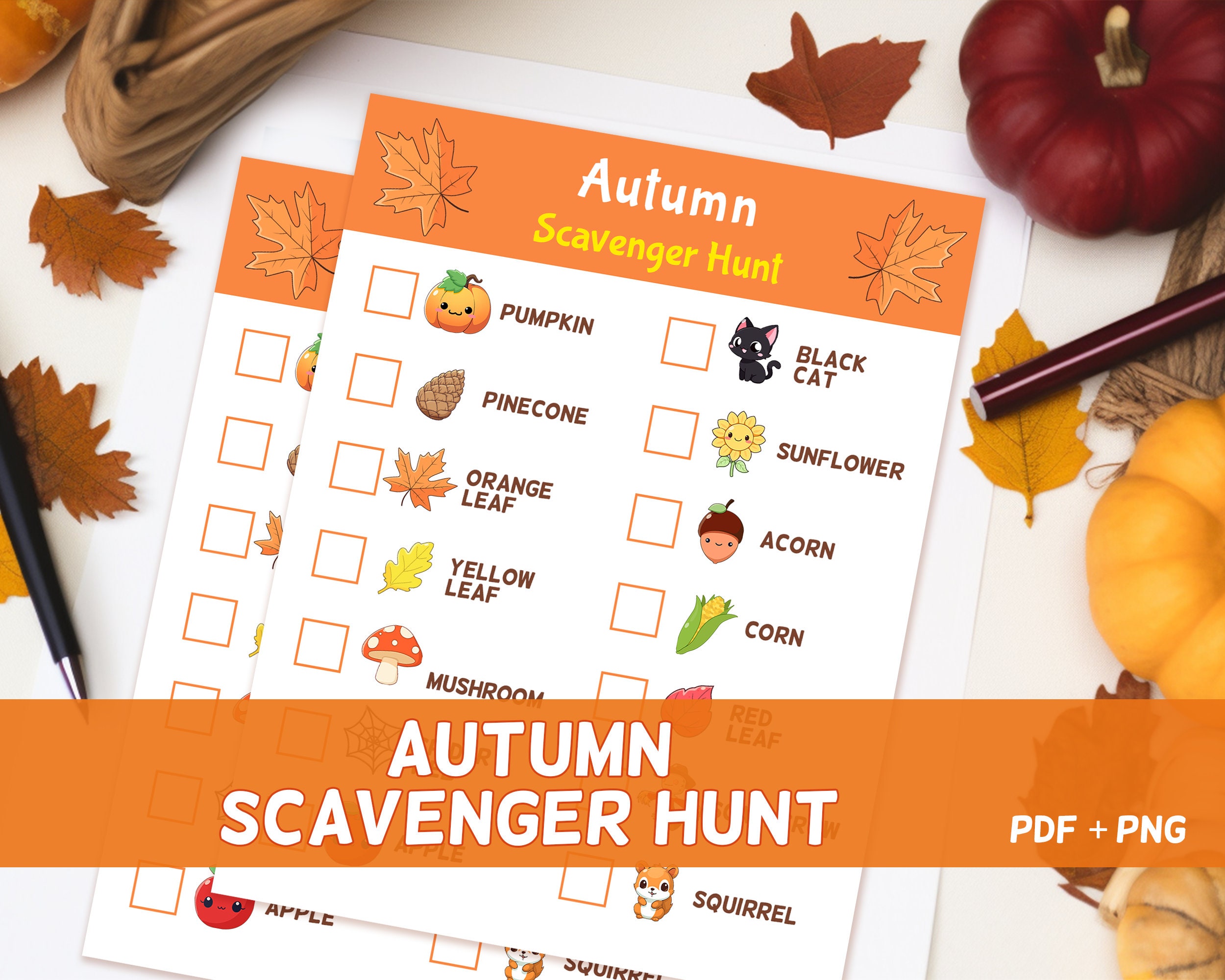 Kids Printable Autumn Scavenger Hunt for Kids, Outdoor Games, Pumpkin ...