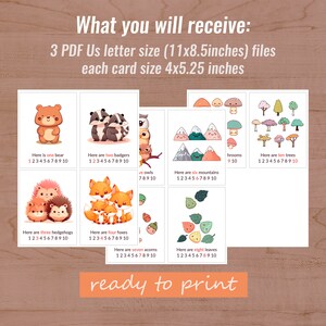 Numbers Flash Cards Printable, Preschool Counting Flash Cards, Woodland ...