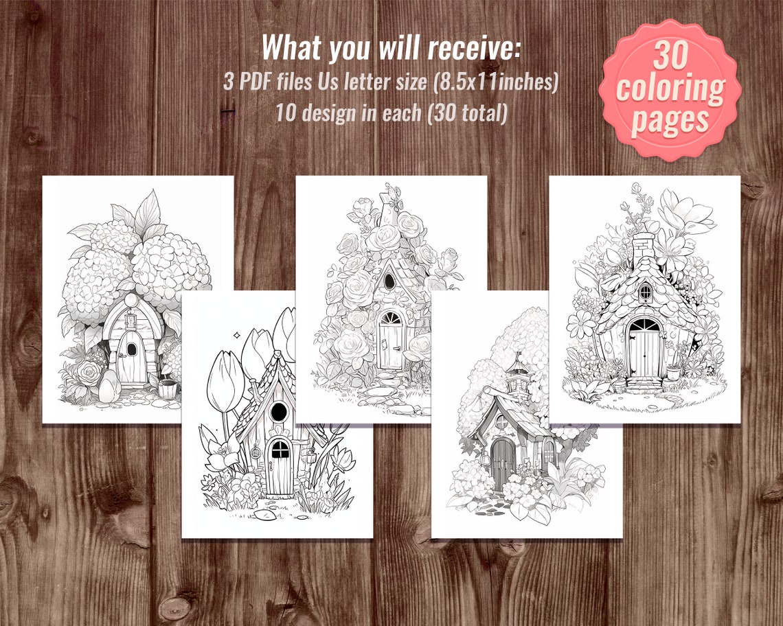 Magical Blooming Fairy Houses, Printable Coloring Pages for Kids and ...