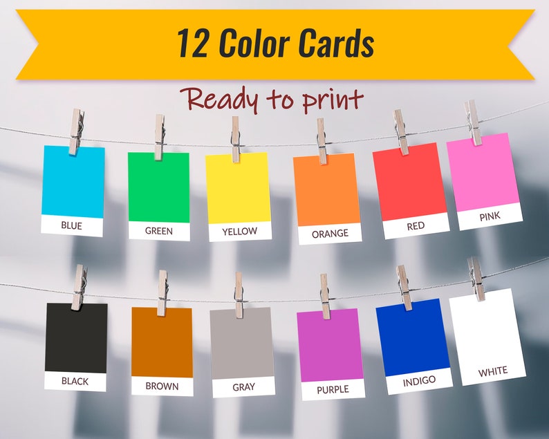 Color Cards, Montessori Flashcards, Colors Learning Game, Flashcards ...