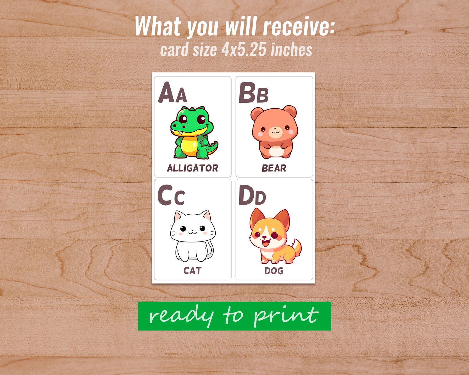 Cute Alphabet Flash Cards Animal Printable Preschool Cards, Alphabet ...