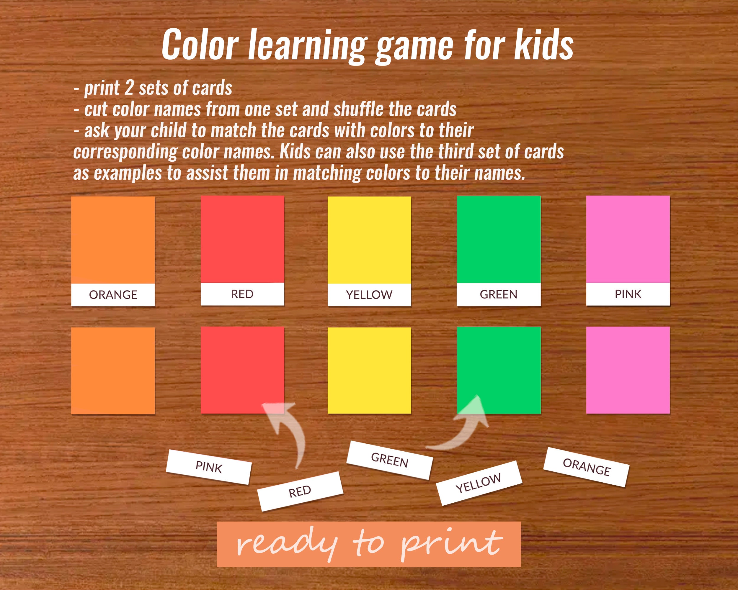Color Cards, Montessori Flashcards, Colors Learning Game, Flashcards ...