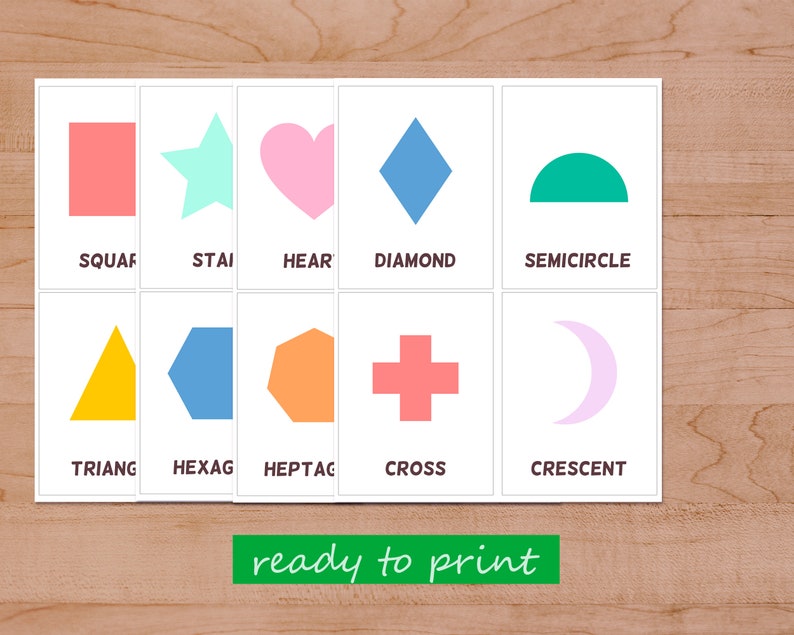 18 Colorful Shapes Flash Cards, Preschool Materials, Homeschool ...