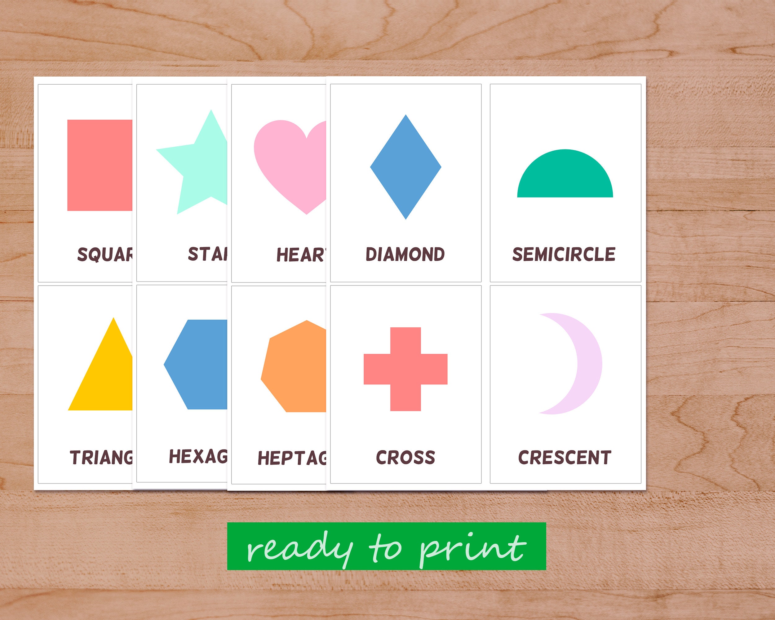 18 Colorful Shapes Flash Cards, Preschool Materials, Homeschool ...