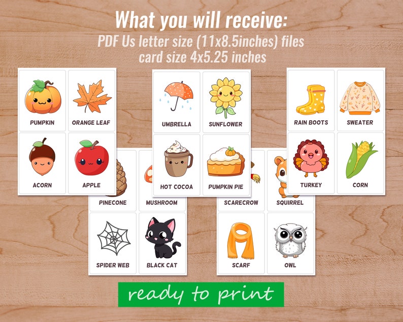 20 Autumn Flash Cards, Montessori Flash Cards, Teaching Materials ...