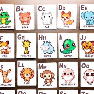 Cute Alphabet Flash Cards Animal Printable Preschool Cards, Alphabet ...