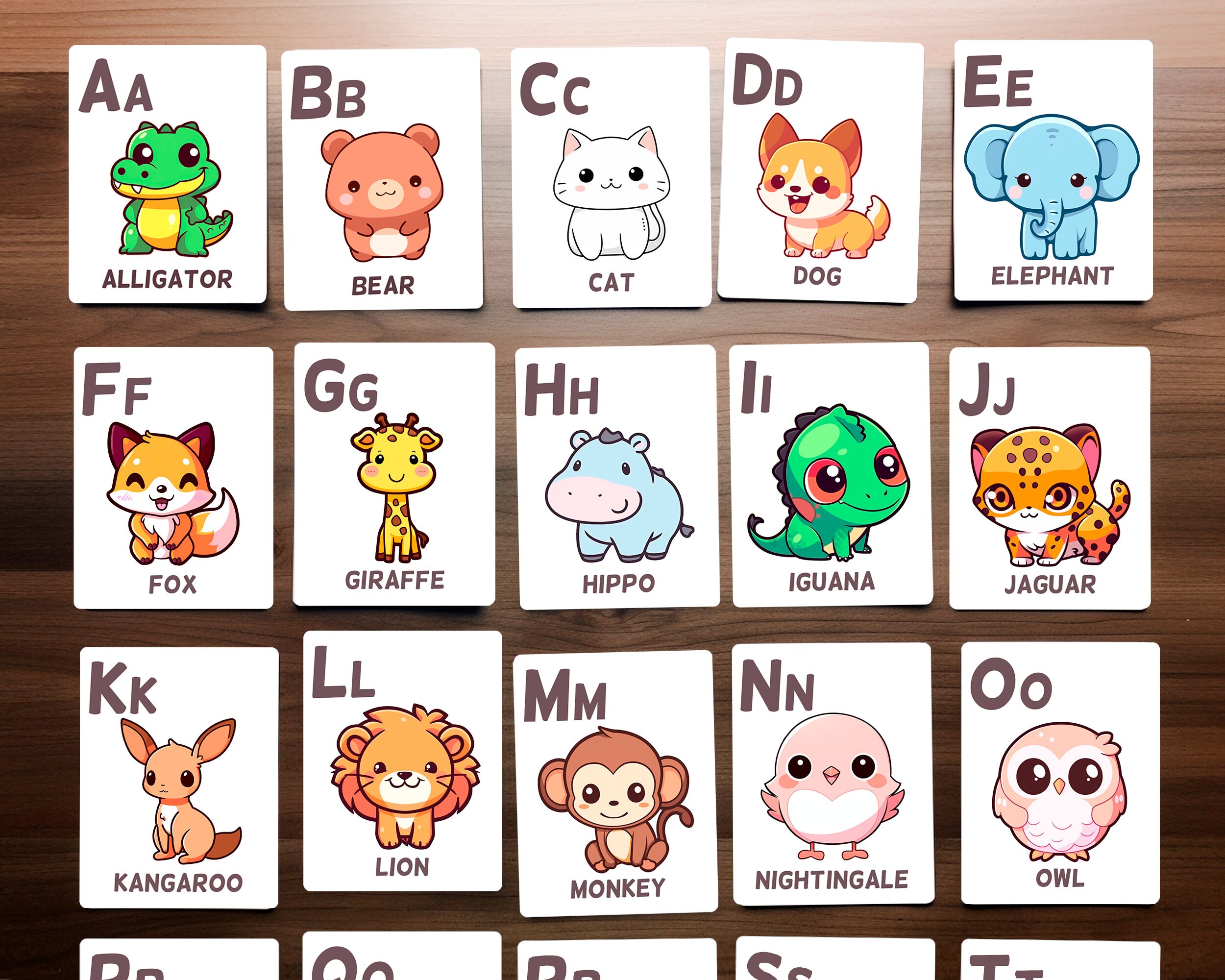 Cute Alphabet Flash Cards Animal Printable Preschool Cards, Alphabet ...