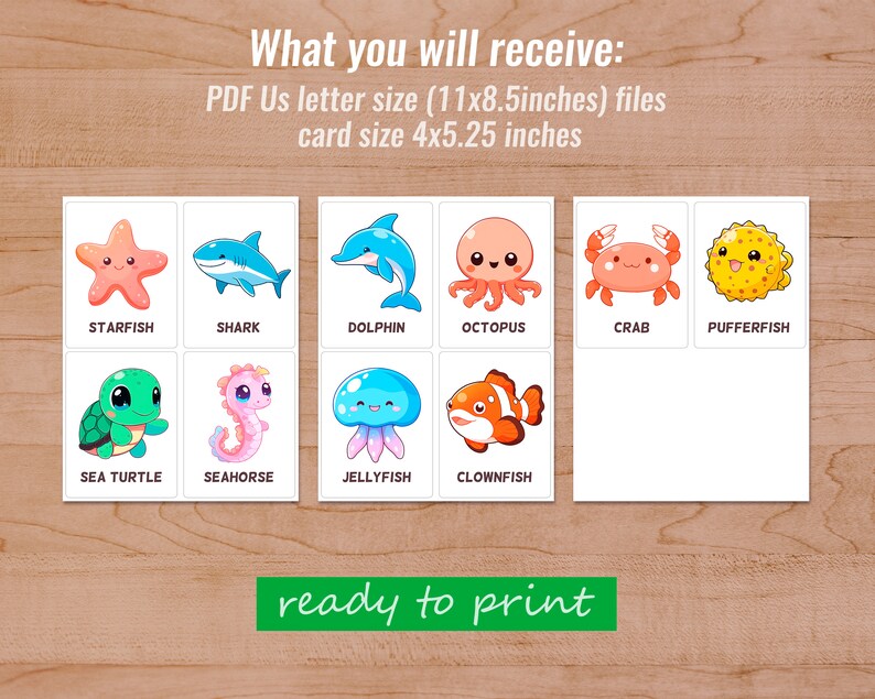 10 Under the Sea Flash Cards, Montessori Flash Cards, Teaching ...