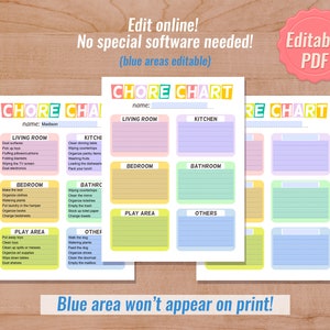 Room Chore Chart by Room, Kids Room Cleaning Planner, Kids Chore Chart ...