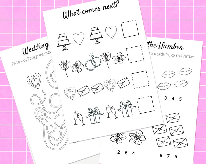 Kids Activity Pages Wedding, Wedding Busy Book, Wedding Coloring, Kids ...