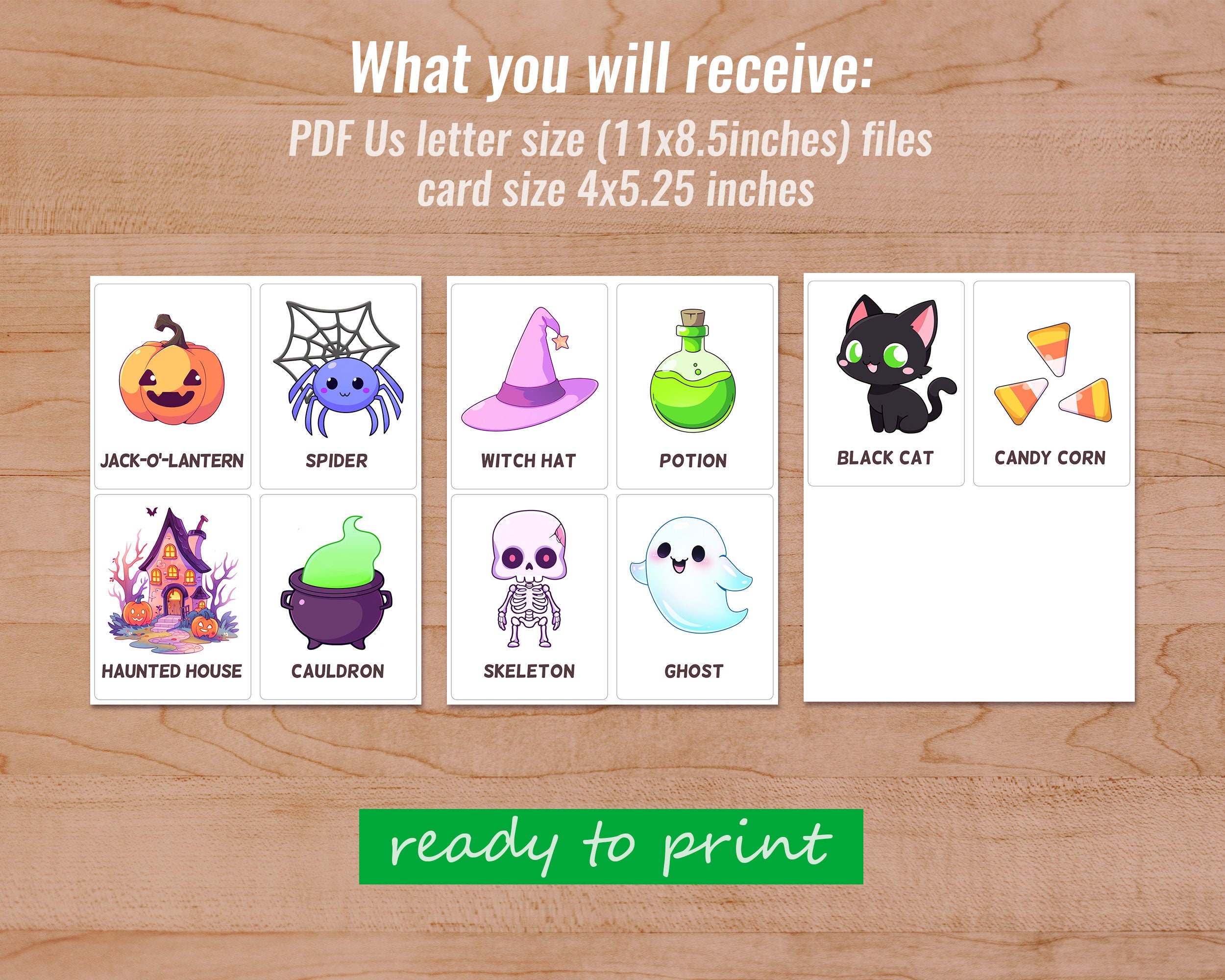 10 Halloween Flash Cards, Montessori Flash Cards, Teaching Materials ...