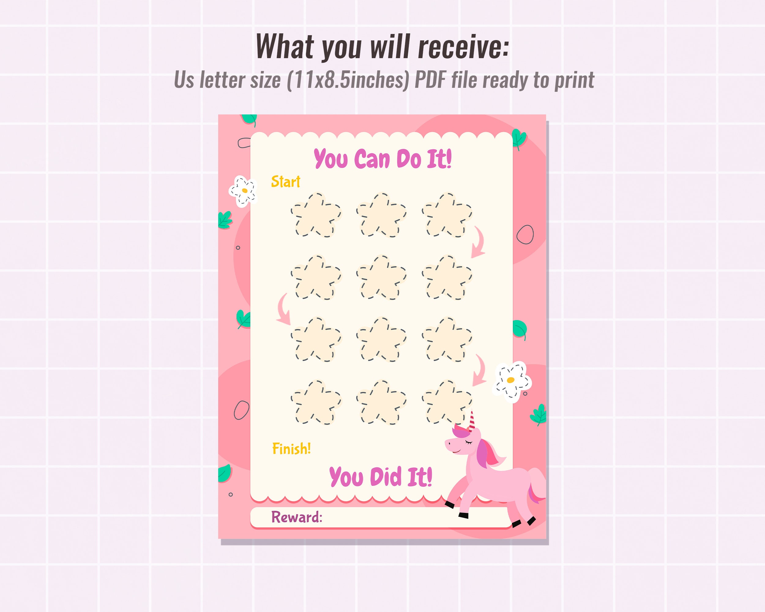 Unicorn Kids Reward Chart, Printable Toddler Reward Chart, Daily Chore ...
