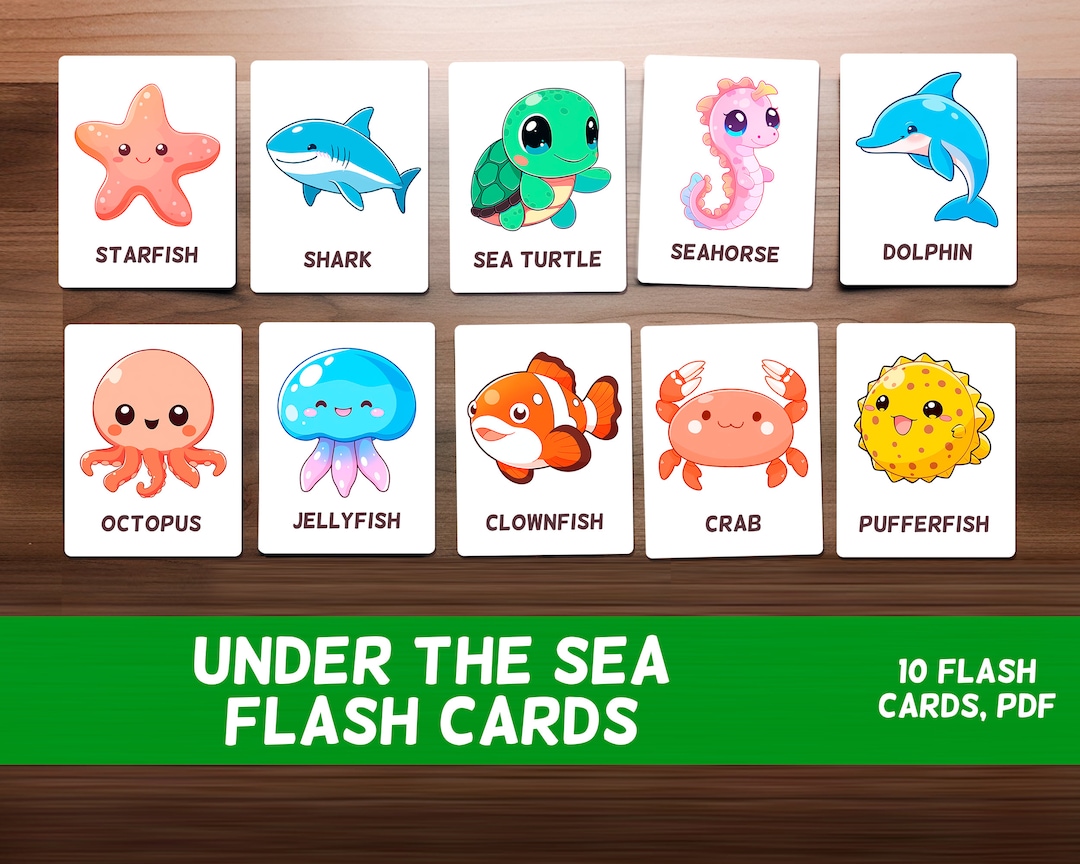 10 Under the Sea Flash Cards, Montessori Flash Cards, Teaching ...