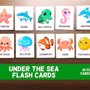 10 Under the Sea Flash Cards, Montessori Flash Cards, Teaching ...