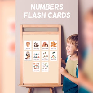 Numbers Flash Cards Printable, Preschool Counting Flash Cards, Animals ...