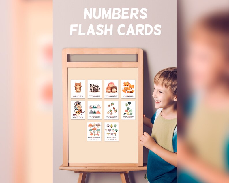 Numbers Flash Cards Printable, Preschool Counting Flash Cards, Animals ...