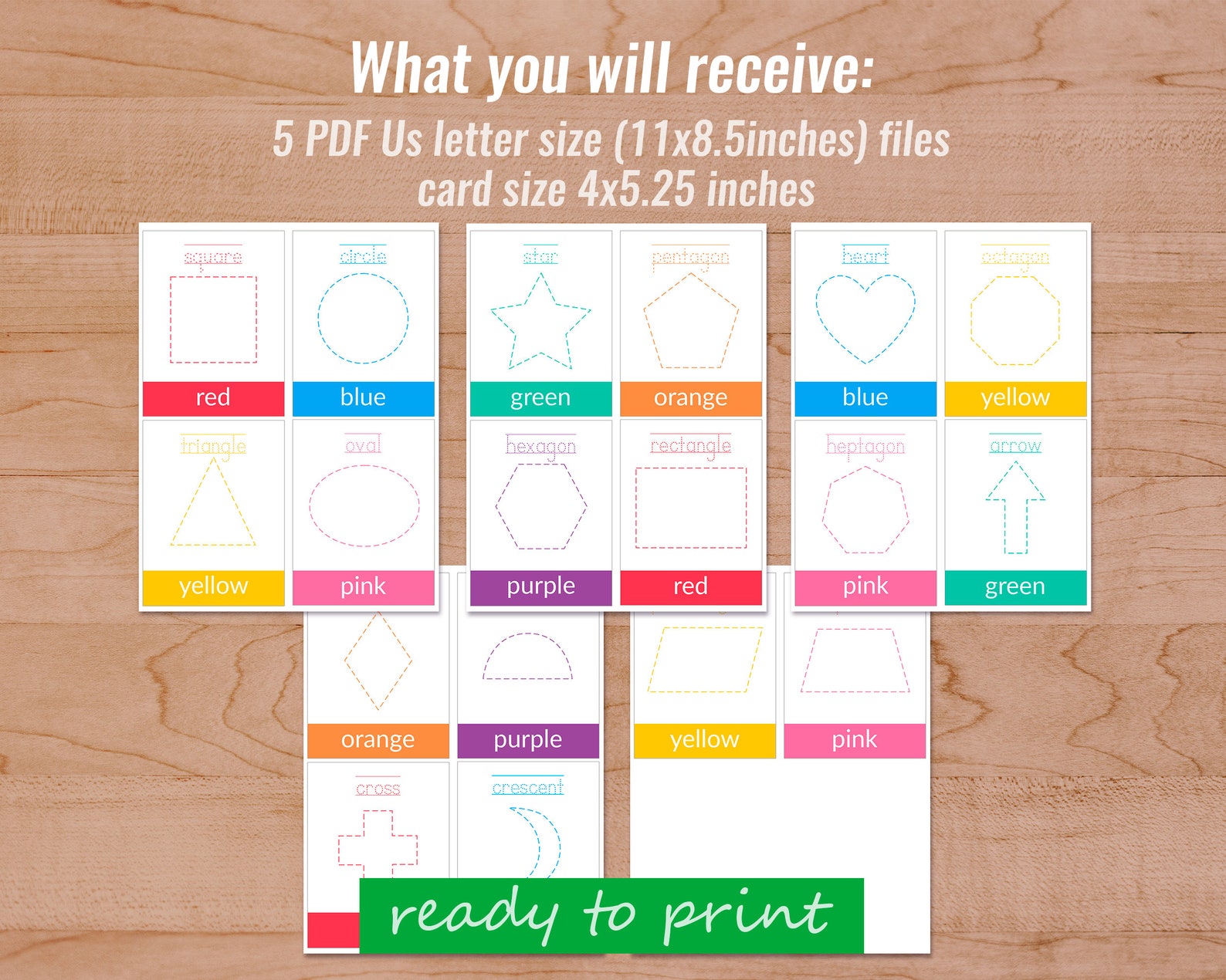 18 Colors and Shapes Flash Cards, Tracing Practice, Montessori ...