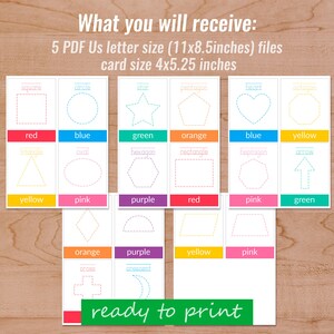18 Colors and Shapes Flash Cards, Tracing Practice, Montessori ...